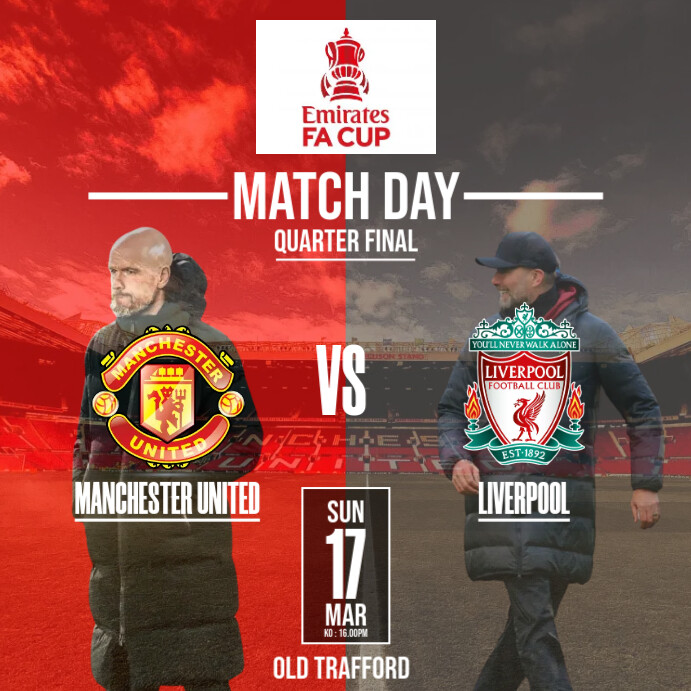 MANCHESTER UNITED VS LIVERPOOL Template | PosterMyWall
