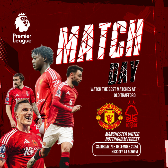 Manchester United vs Nottingham Forest Premier League Template ...