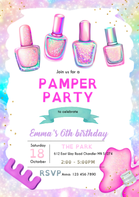 Manicure pedicure party invite Template | PosterMyWall