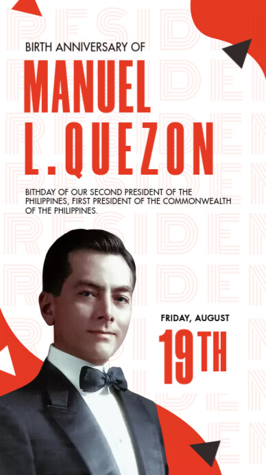 Manuel L Quezon Day Instagram Story Template | PosterMyWall