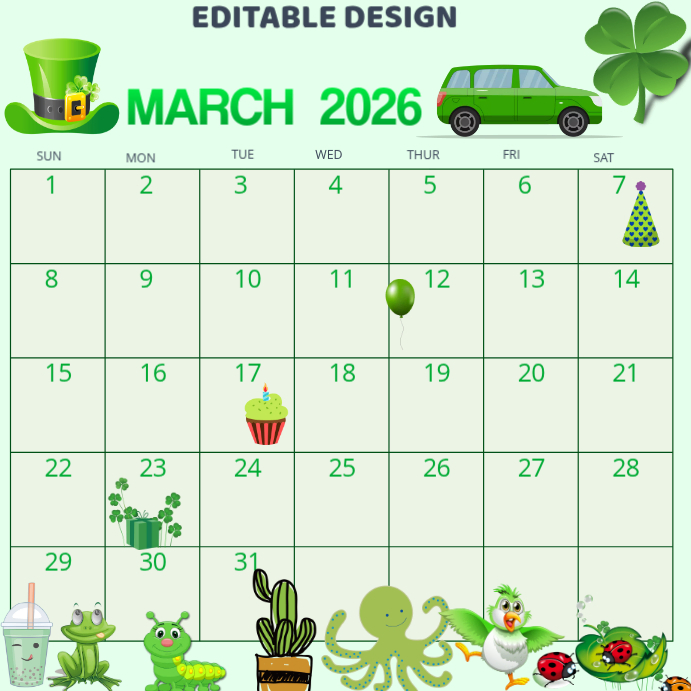 March 2026 Calendar / March Monthly Events Calendar Template | PosterMyWall