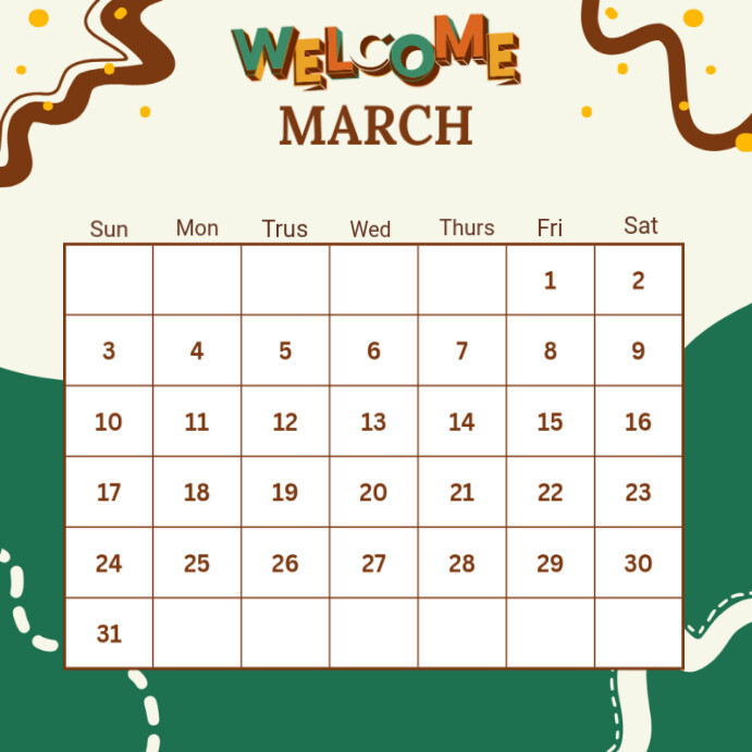 March calendar Template | PosterMyWall