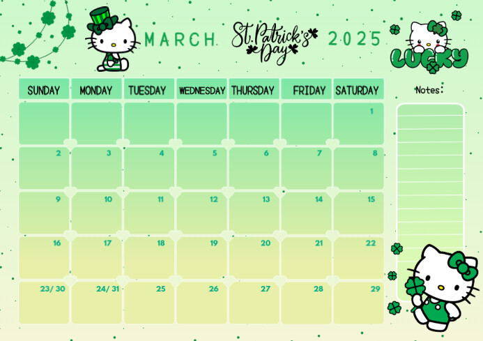 Hello Kitty Monthly Calendar Printable