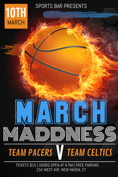 march madness, basketball game Template | PosterMyWall