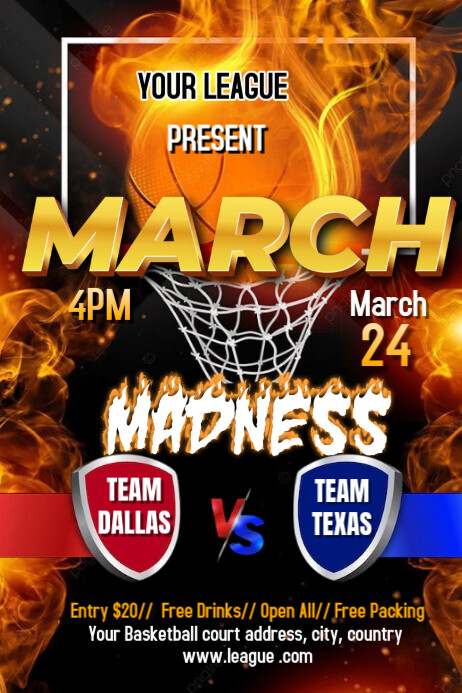 March Madness Basketball 2025 Template | PosterMyWall