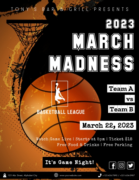 March Madness Basketball Template | PosterMyWall