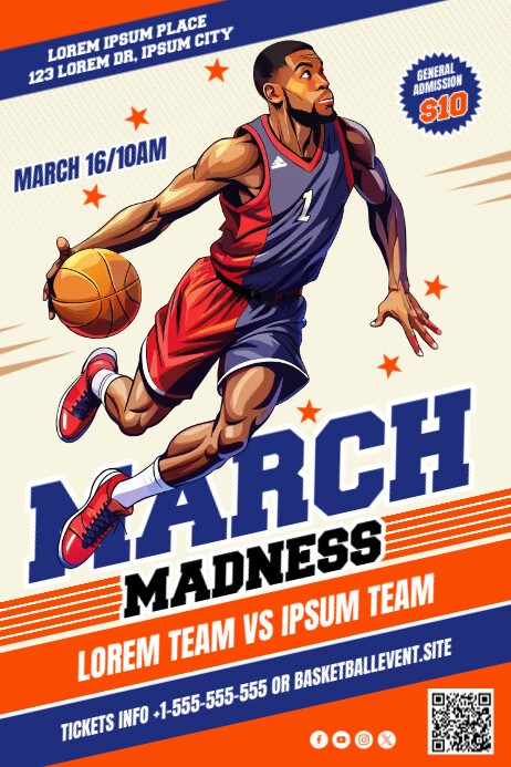 March Madness Basketball Poster Template | PosterMyWall