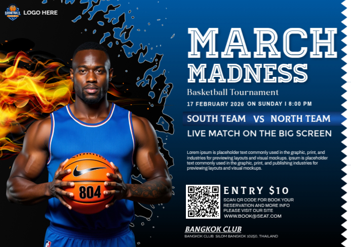 march madness basketball Tournament A5 Template | PosterMyWall