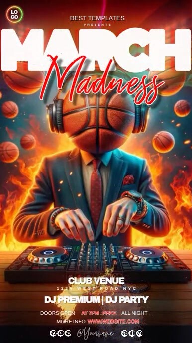 Copy of march madness club party ad free psd post | PosterMyWall