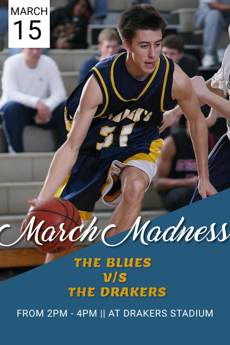 Blue March Madness Basketball Poster Template | PosterMyWall