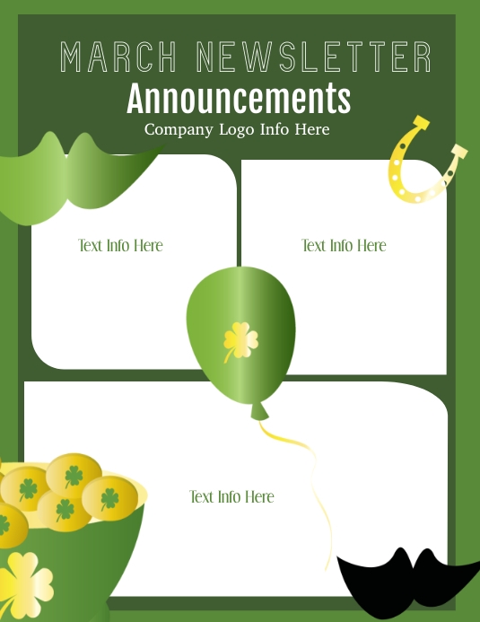 March Newsletter Announcements St. Patricks Template | PosterMyWall