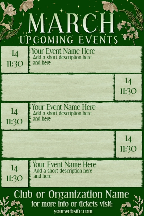 March Upcoming Events Sophisticated Template | PosterMyWall