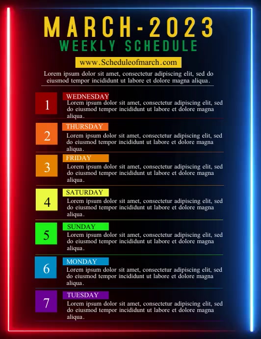 Copy of March weekly schedule Flyer | PosterMyWall