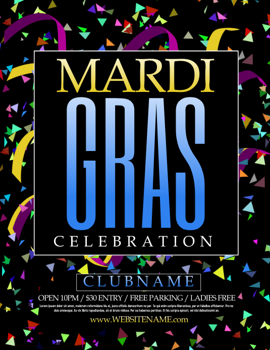 Mardi Gra Template | PosterMyWall