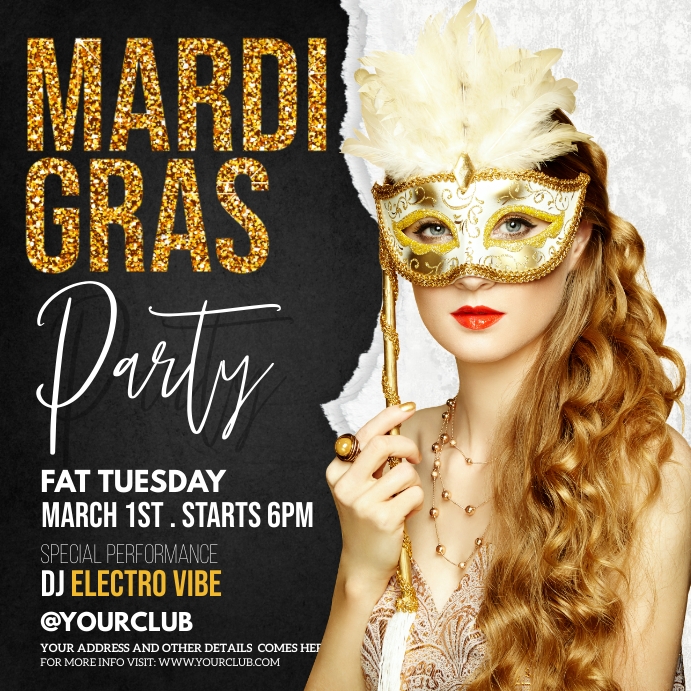Copy of mardi gras, mardi gras party, fat tuesday | PosterMyWall