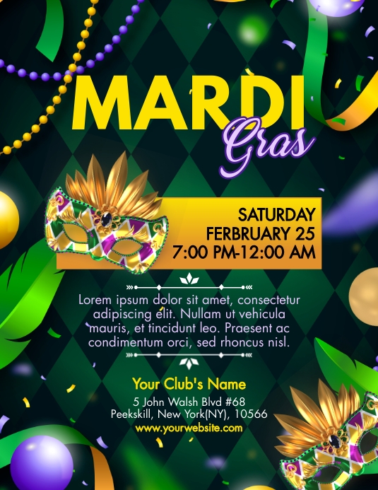 Mardi Gras, Party Template | PosterMyWall