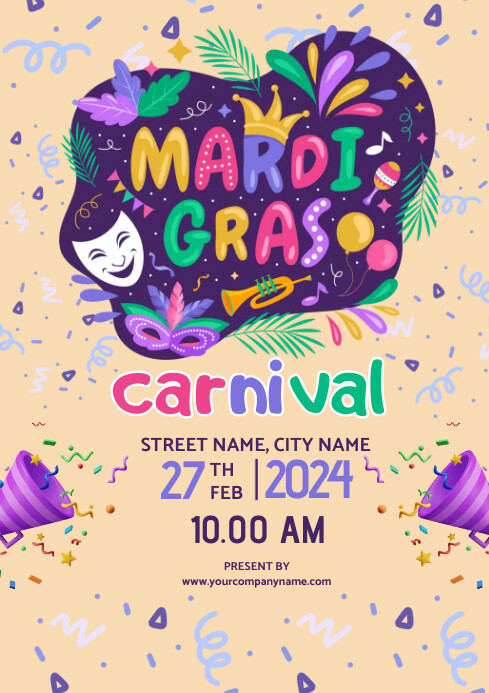 Mardi Gras Carnival Template | PosterMyWall
