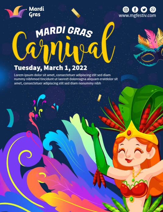 Mardi Gras Carnival Template | PosterMyWall