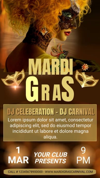 Mardi Gras Celeberation Template | PosterMyWall