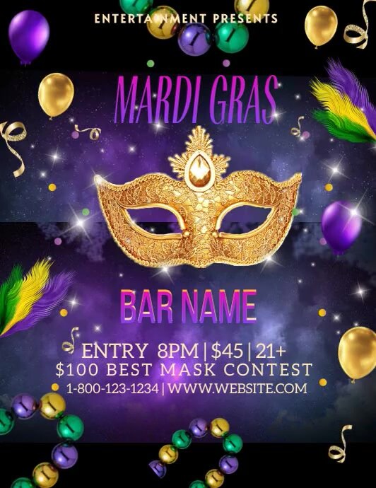 Mardi Gras Celebration Template | PosterMyWall