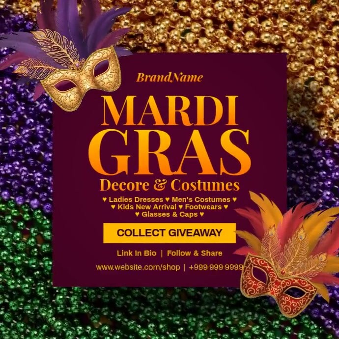 Mardi Gras Costume & Decore Ad Template | PosterMyWall