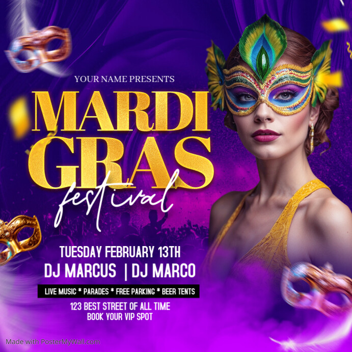 mardi gras DAY carnival TEMPLATE | PosterMyWall