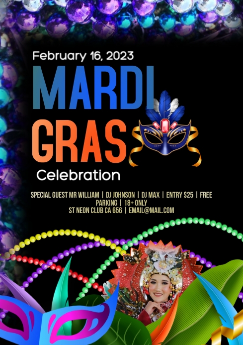 Mardi Gras Template | PosterMyWall