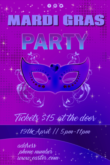 Mardi Gras Template | PosterMyWall