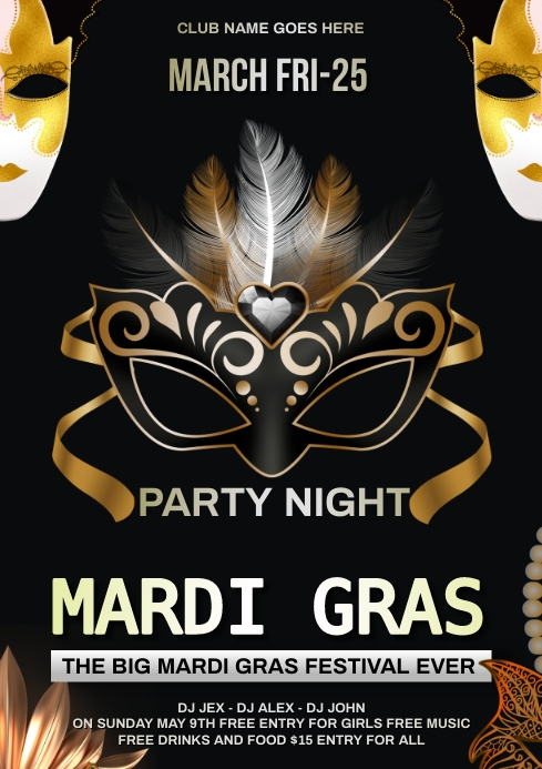 MARDI GRAS Template | PosterMyWall