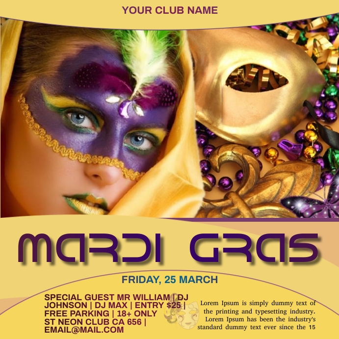 Mardi Gras Template | PosterMyWall