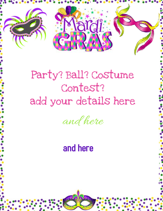 Mardi Gras / Fat Tuesday Template | PosterMyWall