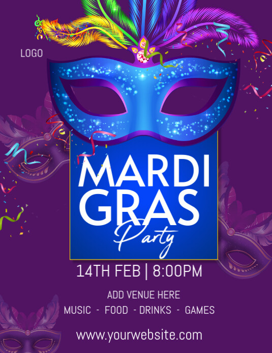 mardi gras flyer Template | PosterMyWall