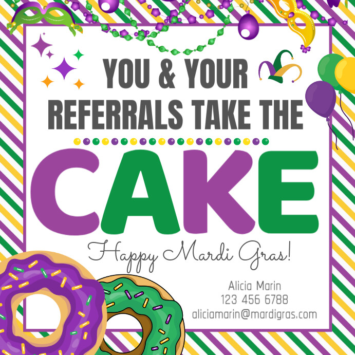 Mardi Gras King Cake Thank You Gift Tags, Mardi Gras King Cake Thank ...