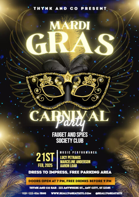 Mardi Gras Party Template | PosterMyWall