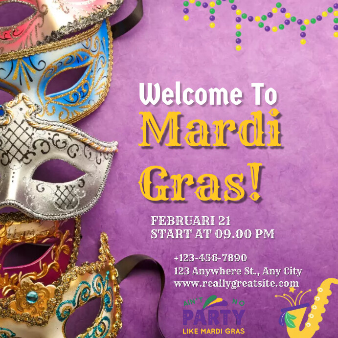 Mardi Gras Party Template | PosterMyWall