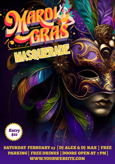 Mardi Gras Party Template | PosterMyWall