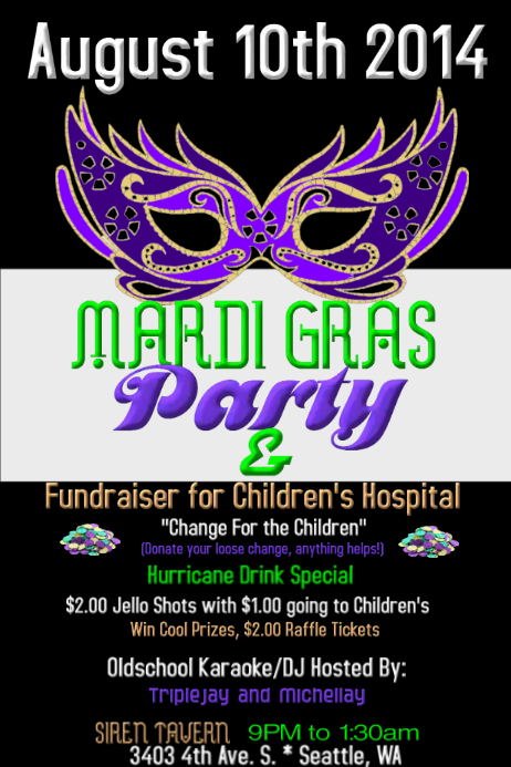 Mardi Gras Party and Fundraiser Templete Template | PosterMyWall