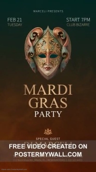 Mardi Gras Party Vertical Video Template | PosterMyWall