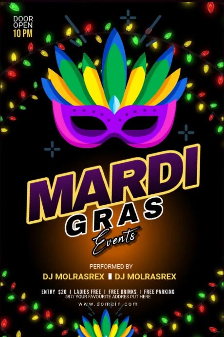 Mardi Gras Poster Template | PosterMyWall