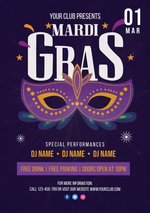 Mardi Gras Template | PosterMyWall