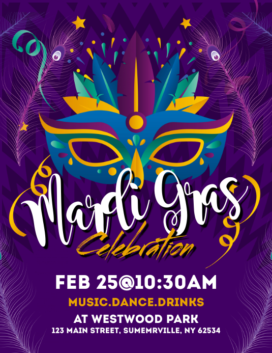 Mardi Grass Celebration Flyer Template | PosterMyWall
