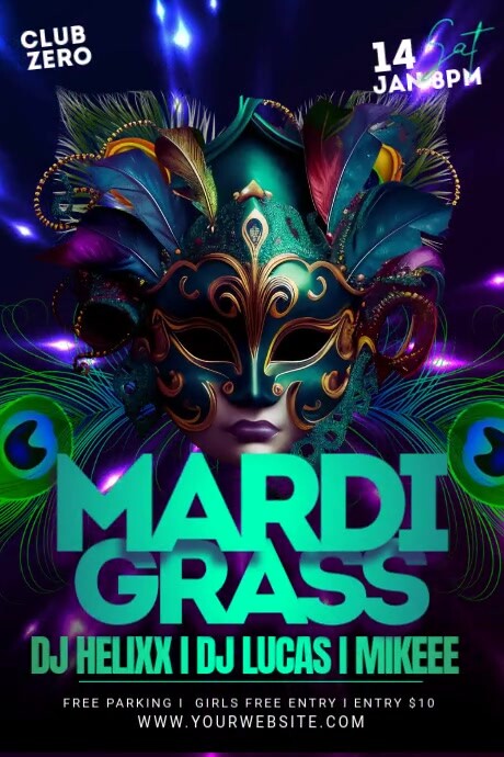 Mardi Grass Video Template | PosterMyWall