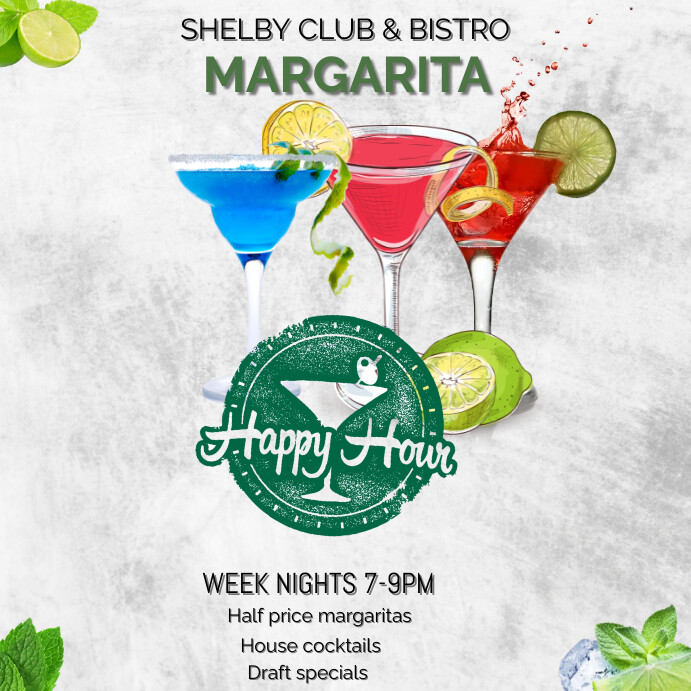 margarita happy hour poster Template | PosterMyWall