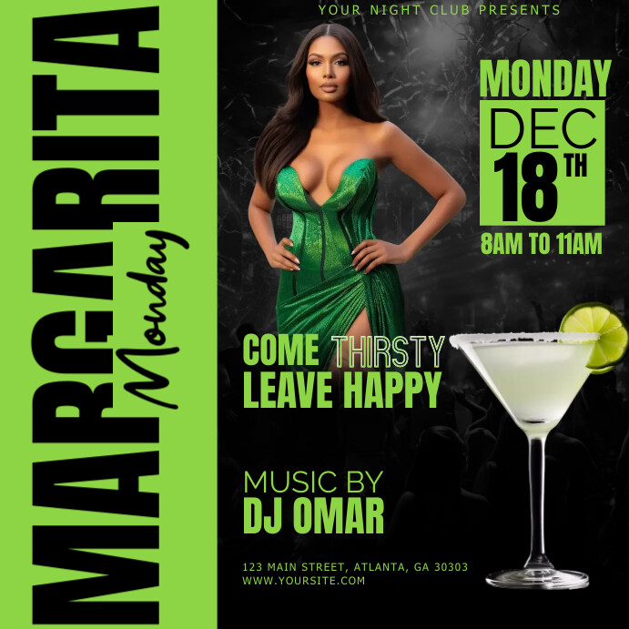 Margarita Monday Nightclub Party Flyer Design Template | PosterMyWall