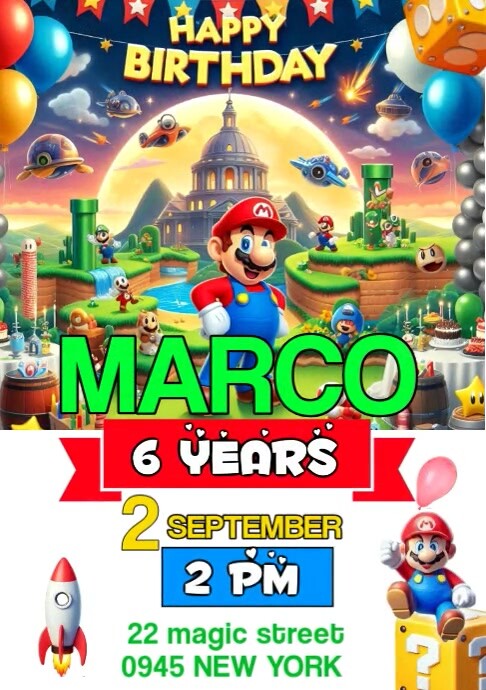 mario party birthday Template | PosterMyWall