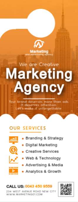 Marketing agency advertisement printable door hanger editable flyer ...
