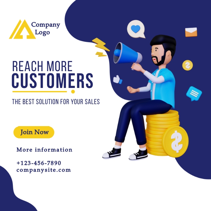 Marketing Promotion Blue & Yellow Template | PosterMyWall