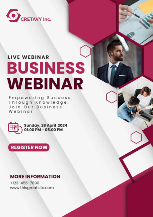 Maroon & White Business Webinar ads Template | PosterMyWall