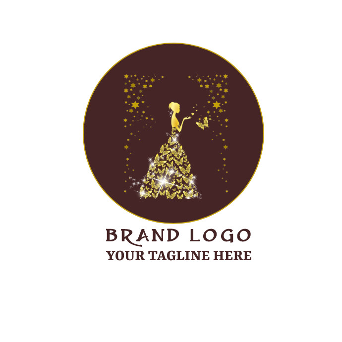 maroon circle golden fairy brand logo Template | PosterMyWall