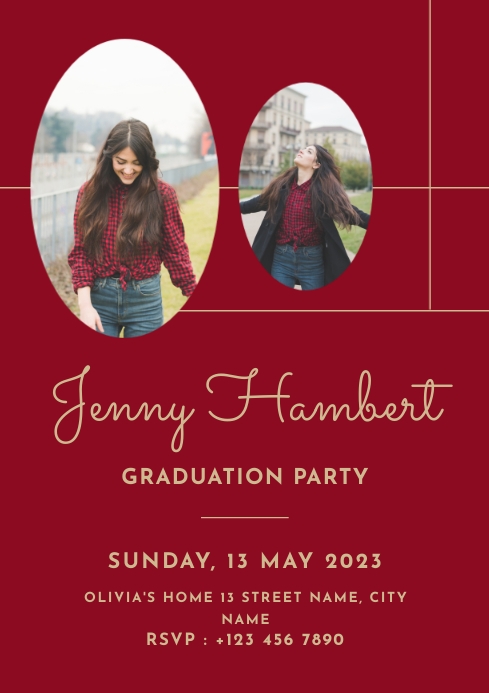 Maroon Graduation Party Invitation Flyer Template | PosterMyWall
